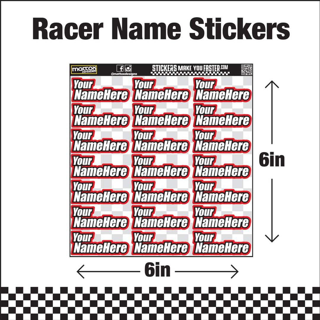 Racer Name Stickers – StickersMakeYouFaster